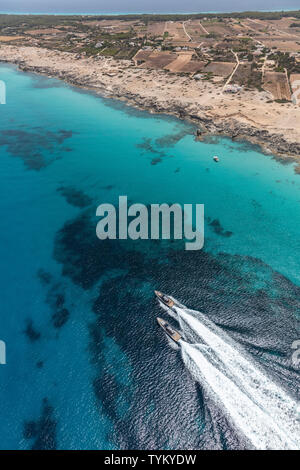 inflatable motor boat in formentera, navigate in the beautiful sea of ...