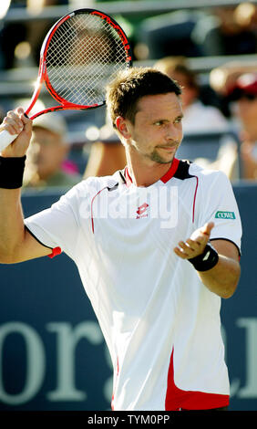 Robin Soderling of Sweden reacts after a shot during his French Open ...