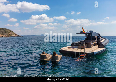 inflatable motor boat in formentera, navigate in the beautiful sea of ...