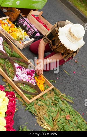 Corpus Christy religious festival in funchal, June 2019, with flowers ...
