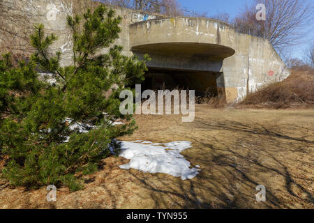 The remnants of Fort Dearborn, a World War II bunker, on the grounds of ...