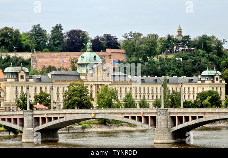 Vltava river and Manes bridge (Manesuv most) in Prague, Czech Republic ...