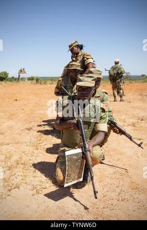 Soldiers from the Zambian Defense Force and United States Army provide ...