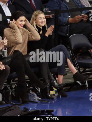 Kendall Jenner and Gigi Hadid watch from the stands French Ligue 1 ...