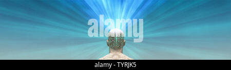 Mind power. Man radiates light from head Stock Photo - Alamy