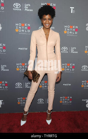 Ebonee Davis arrives on the red carpet at the amfAR New York Gala 2019 ...