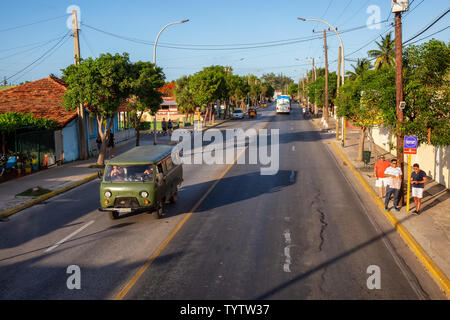 Varadero, Cuba - May 8, 2019: Aerial view from above of a road in a ...