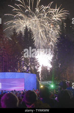 Fireworks light up during the closing ceremony of the 2026 Winter ...
