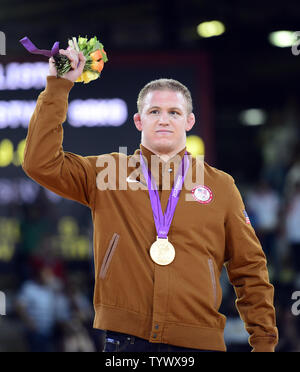 Jacob Stephen Varner of the United States of America shows off the Gold ...