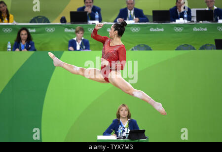American gymnast Aly Raisman performs her routine in the Floor Exercise ...