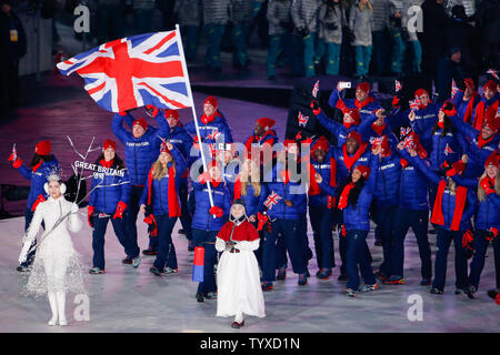 Athletes from Britain walk during the Olympic opening ceremony at the ...