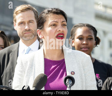 U.S. Representative Rashida Tlaib (D-MI) speaking at an event to ...