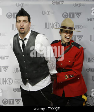 Marianas Trench arrives on the red carpet at the Juno awards in Calgary ...