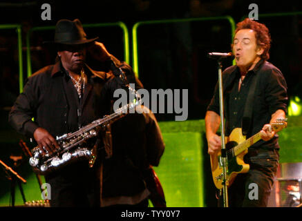 Bruce Springsteen (R) and saxophone player Clarence Clemons perform in ...