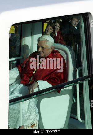 Pope Benedict XVI arrives to celebrate the funeral of Cardinal Giuseppe ...