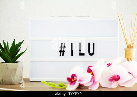 Led letter board with hashtag word on table Stock Photo - Alamy