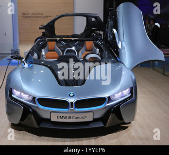 BMW i8 on display during the BMW reveal of the BMW i8 Electric Sports ...