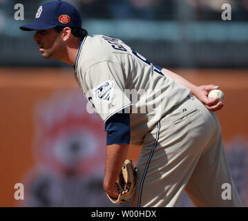 Justin Germano of the San Diego Padres before a game against the ...