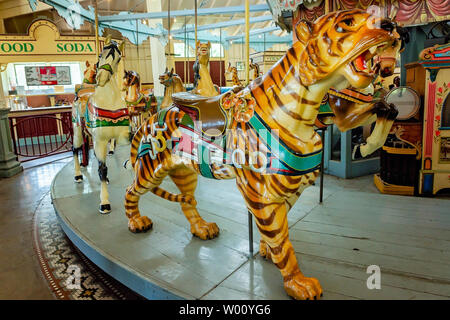 A carousel tiger is part of the fanciful menagerie of zoo animals on ...