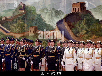 Peoples' Liberation Army (PLA) soldiers arrive to perform honor guard ...