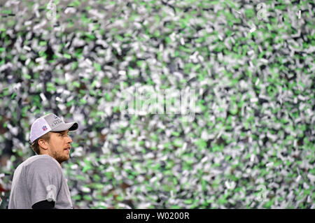 Confetti falls after the NFL Super Bowl 59 football game between the ...
