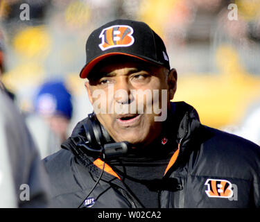 Cincinnati Bengals and Pittsburgh Steelers players battle during an NFL ...