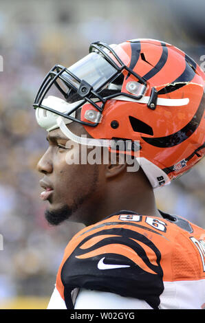 Cincinnati Bengals defensive end Carlos Dunlap greets fans before an ...