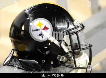 Carolina Panthers helmet on the bench before an NFL football game ...