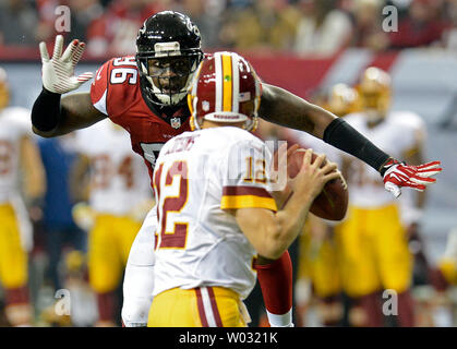 Atlanta Falcons defensive end Jonathan Babineaux (95) celebrates a play ...