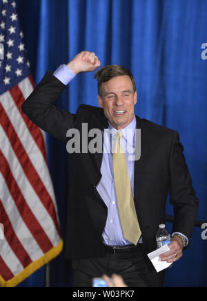 Sen. Tim Kaine (D-Va.) arrives for a Senate Democratic Caucus meeting ...