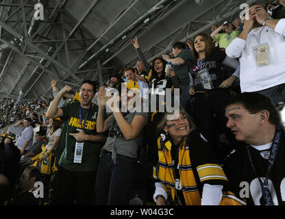 The Green Bay Packers fan celebrate during the Green Bay Packers v the ...
