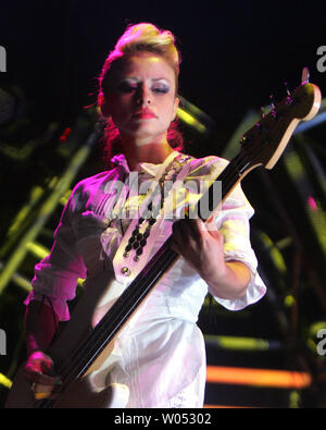 Ginger Reyes with the Smashing Pumpkins performs in concert at the ...