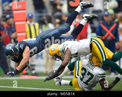 Green Bay Packers Aaron Rouse #37 after a 99-yard INT return for a TD ...