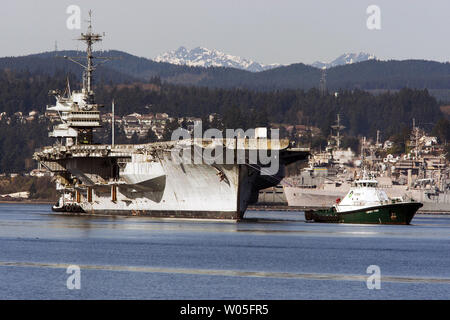The USS Ranger is towed from Puget Sound Naval Shipyard's Inactive Ship ...