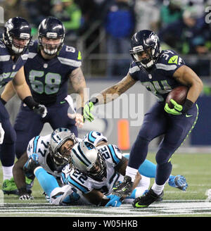 Seattle Seahawks' Thomas Rawls breaks free on a touchdown run against ...