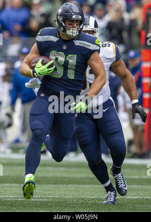 Seattle Seahawks tight end Nick Kallerup (89) arrives to the stadium ...