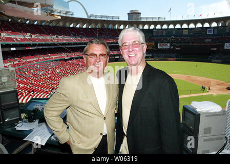 San Francisco Giants broadcasters Duane Kuiper (L) and Mike Krukow pose ...
