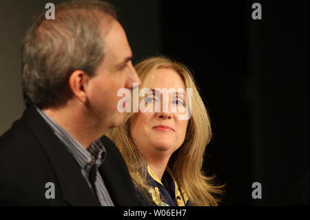 St. Louis Rams owner Lucia Rodriguez and her husband Lupe laugh during ...