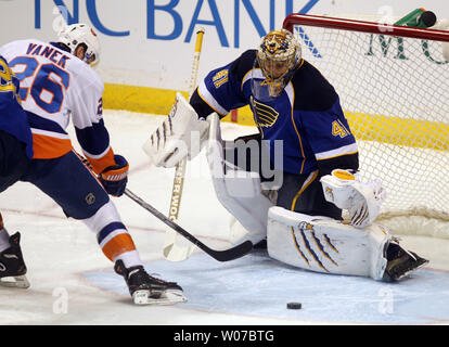 New York Islanders goaltender Jaroslav Halak (41) skates off the ice ...