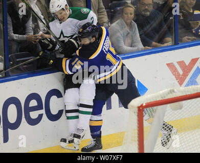 St. Louis Blues Robby Fabbri (15) celebrates his first period goal with ...