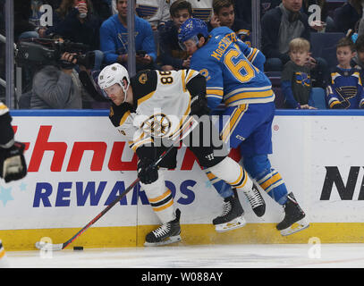 St. Louis Blues' Mackenzie MacEachern handles the puck during the first ...