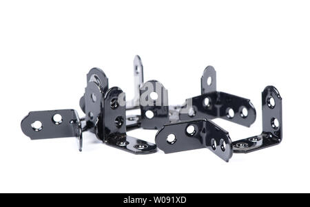Group of black metallic angle fixators. Mounting metal angle corners ...