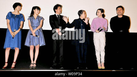 (L-R)Actress Akiko Kikuchi, Aoi Miyazaki, Actor Koji Yakusho, Director ...