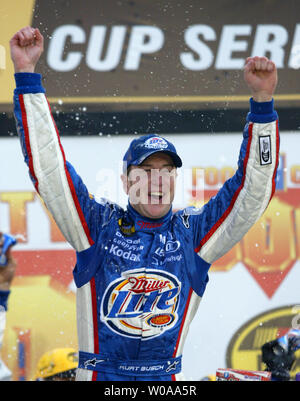 Kurt Busch celebrates in Victory Lane after winning a NASCAR Cup Series ...