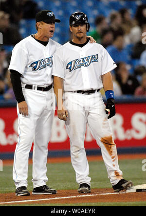 Toronto Blue Jays third base coach Carlos Febles looks on during the ...