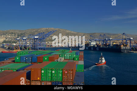 piraeus port, greece - december 08, 2016: philippine sailor working at ...