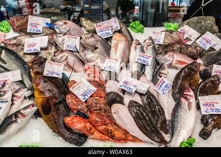 Fish Market Olivar, Palma de Mallorca, typical historical central ...