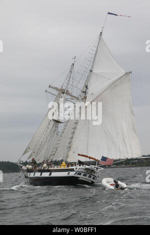 Amazing Grace is an 83 foot topsail schooner and sets a square topsail ...