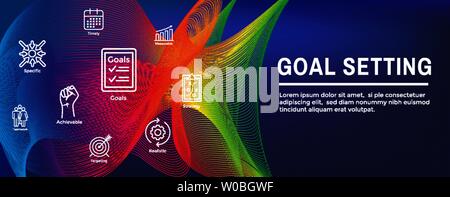 Smart Goals - Goal Setting Icon Set and Web Header Banner Stock Vector ...