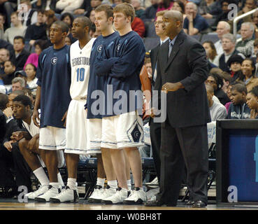 Georgetown coach John Thompson III is shown during the first half of an ...